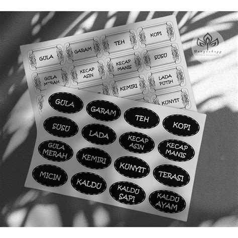 Jual Sticker Bumbu Dapur Anti Air Waterpoof Request Nama Stiker 16pcs