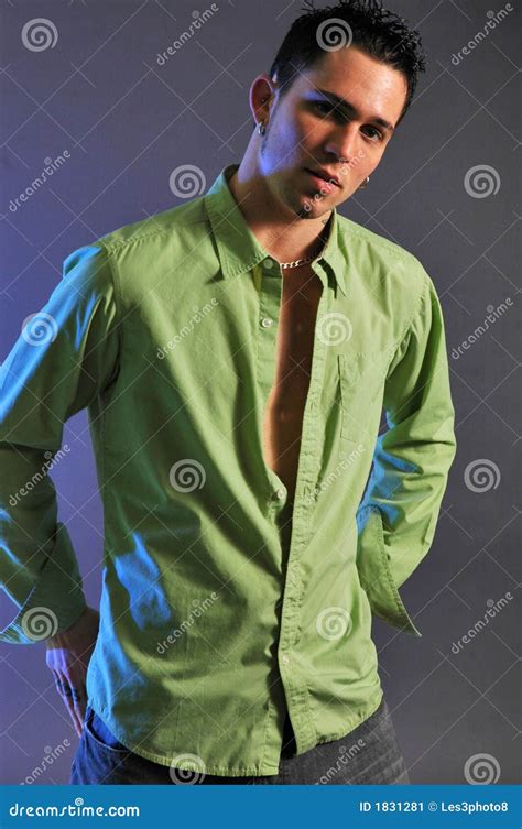 Male In Green Shirt Stock Image Image Of Look Green 1831281