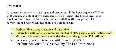 Solved Procedure A Sequential Network Has One Input And One