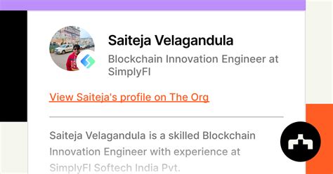Saiteja Velagandula Blockchain Innovation Engineer At Simplyfi The Org