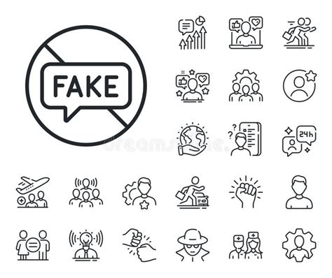 Fake News Line Icon Stop Propaganda Conspiracy Sign Specialist