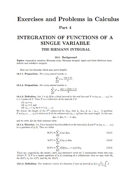 Solution Excercices And Problems In Calculus Part 4 Integration Of Functions Of A Single