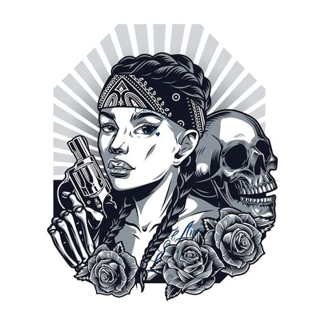 Free Vector Vintage Chicano Style Tattoo Concept