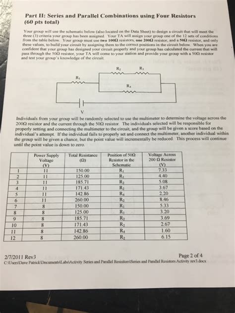Solved Part Ii Series And Parallel Combinations Using Four
