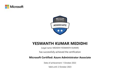 yeswanth kumar medidhi on linkedin azureadministrator