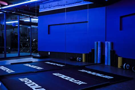 사이버틱한 블루 컬러 포인트 모던 인더스트리얼 148평 피트니스 센터 인테리어 아산 용화동