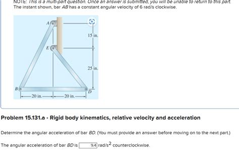 Solved Problem A Rigid Body Kinematics Relative Chegg