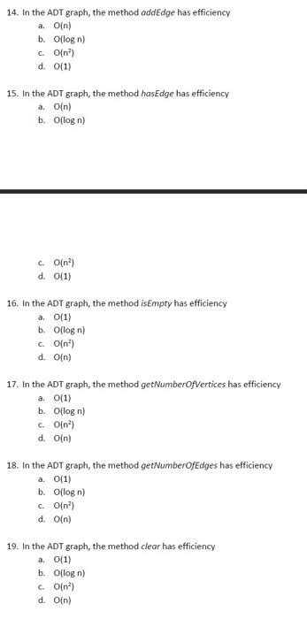 14 in the adt graph the method addedge has