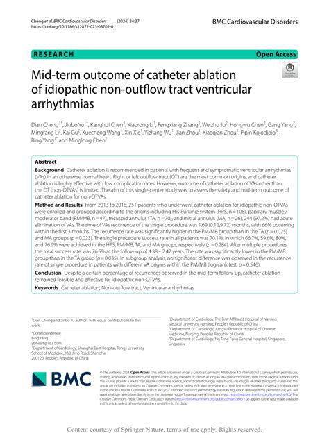 Pdf Mid Term Outcome Of Catheter Ablation Of Idiopathic Non Outflow