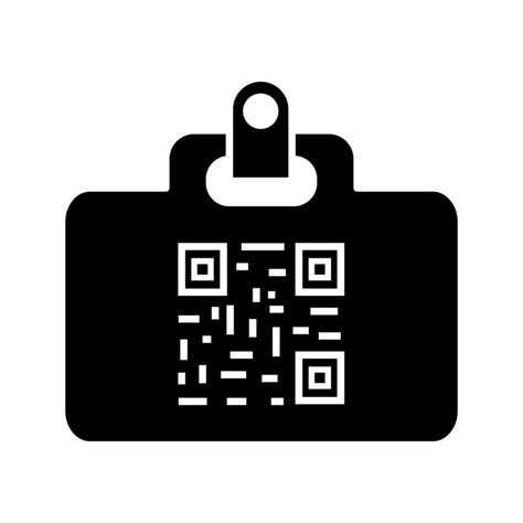 Qr Code Identification Card Glyph Icon Name Badge With Matrix Barcode Id Card With 2d Code