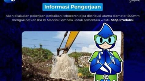 PDAM Makassar Perbaiki Pipa Bocor Ini Wilayah Yang Terdampak