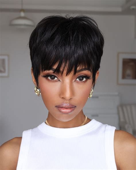 Wear And Go Layered Short Pixie Cut Human Hair Wig With Bang Instyle Wig