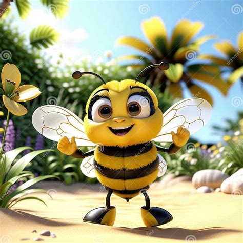 Beeple 01 Pixar Style Bee Character Stock Illustration Illustration Of Colourful Bees