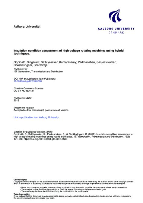 Pdf Insulation Condition Assessment Of High‐voltage Rotating Machines Using Hybrid Techniques