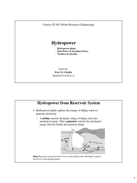 Lecture29 Hydropower Pdf Hydropower Hydroelectricity