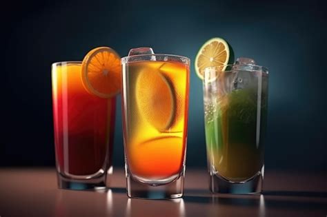 Premium Ai Image Fresh Cocktails And Tropical Juice Drinks Ai Generated
