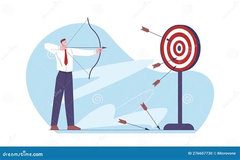 Businessman And Target Targeted Campaigns Confident Man Aim With