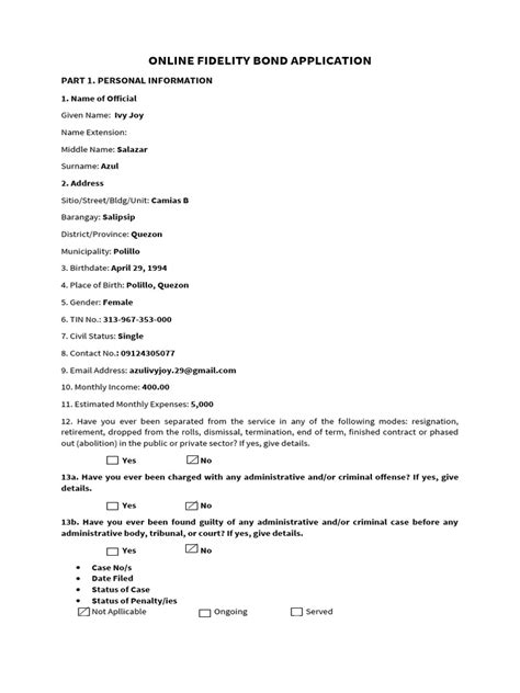 Online Fidelity Bond Application Form Pdf