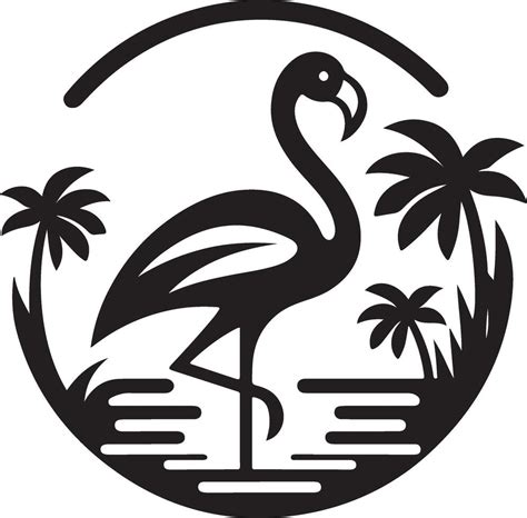 Flamingo Illustration With Coconut Tree Icon 52544513 Vector Art At