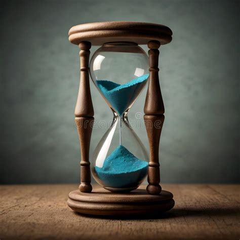 Antique Hourglass Wooden Blue Sand Clock Timer Stock Illustration