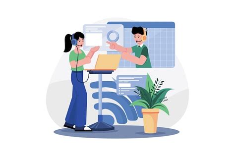 premium vector two guys communicate wirelessly