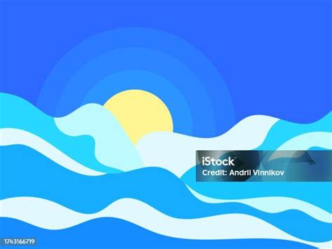 눈 덮인 언덕과 태양이있는 겨울 풍경 평평한 스타일의 산 풍경 겨울 추운 날씨 눈 덮인 언덕의 전망 포스터 배너 및 판촉 품목을