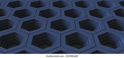 파란색 육각형 무늬 3d 렌더링 스톡 일러스트 2107081682 Shutterstock