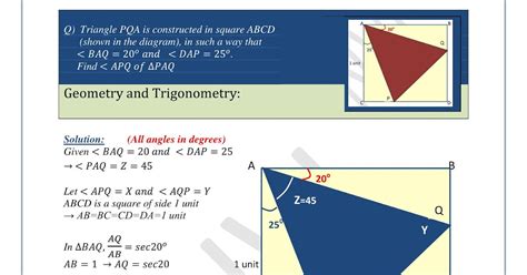 Olympiad Question On Geometry And Trigonometry Triangles And Squares