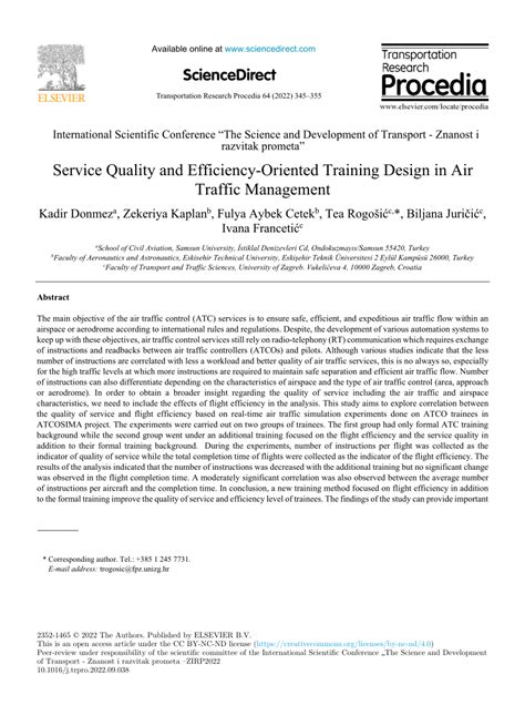 Pdf Service Quality And Efficiency Oriented Training Design In Air