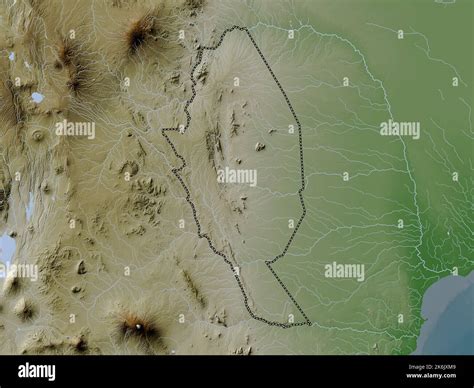 Kitui County Of Kenya Elevation Map Colored In Wiki Style With Lakes