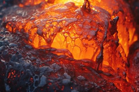 Premium Ai Image Closeup Of Molten Lava Bubbling
