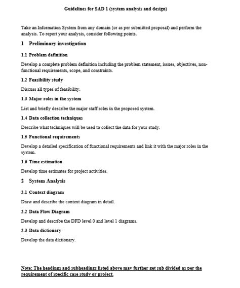 Solved Guidelines For Sad 1 System Analysis And Design