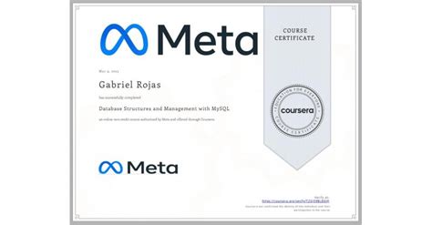 Gabriel Rojas González On Linkedin Completion Certificate For Database