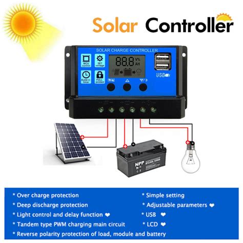 Cod Dalam Stok Solar Charge Controller Lcd Led Display Solar Pwm