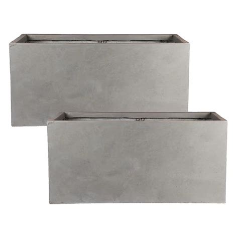 Set Of 2 Idealist™ 60cm Garden Trough Grey Reinforced Stone