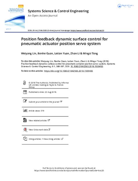 pdf position feedback dynamic surface control for pneumatic actuator