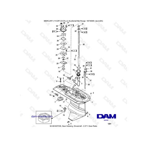 Mercury Optimax 115 Gear Housing Driveshaft 2071 Gear Ratio