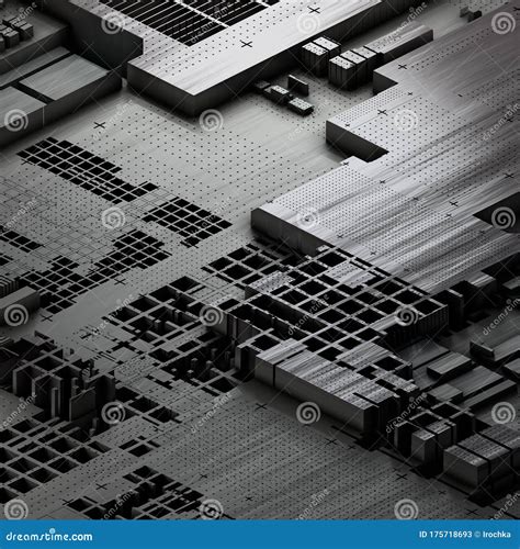 Circuit Board Futuristic Server Code Processing Gray Technology Background 3d Stock