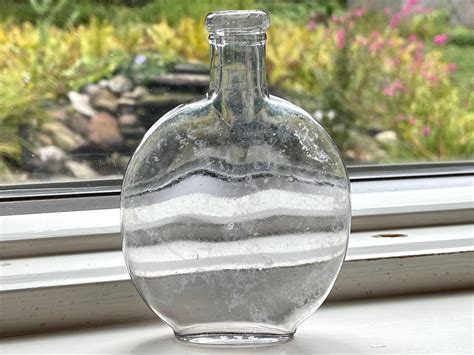 1800s Cork Top Pumpkin Seed Flask With Slight Amethyst Tint In Great