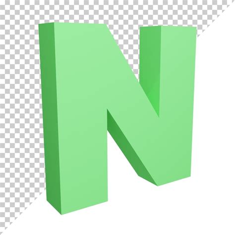 D Render Creativo Alfabeto Verde Letra N Archivo PSD Premium