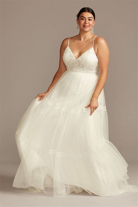 Corset Tiered Chiffon Plus Size Wedding Dress 8ms251209 Onedaybride
