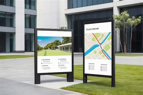 Premium Photo Fitness Class Outdoor Location Map Signage Mockup With