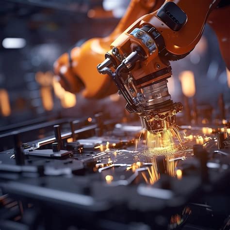 Premium Ai Image Automated Robot Arm Assembly Line