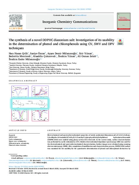 Pdf The Synthesis Of A Novel Ddphc Diazonium Salt Investigation Of