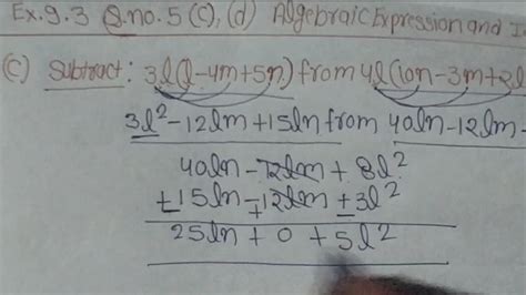 Class 8th Mathe Exercise 9 3 Qno 5 C D Chapter 9 Algebraic
