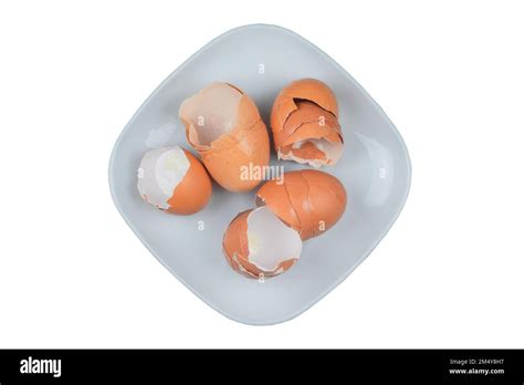 Eggshell Shell Of Eggs In A Plate On Isolated On White Background