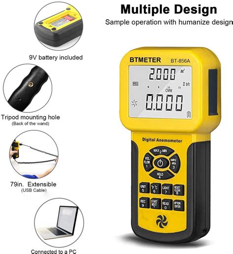 Btmeter Bt 856a Pro Hvac Anemometer Handheld Cfm Meter Wind Speed Mete