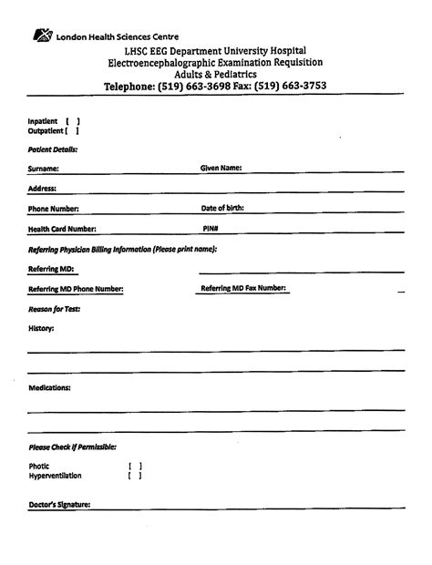 Eeg Requisition Lhsc University Hospital World Emr
