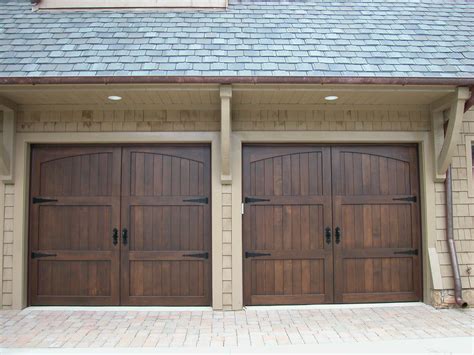 Custom Stained Wood Carriage House Garage Doors Image Doors