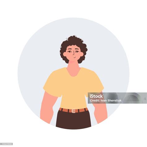 Avatar Bulat Seorang Pria Karakter Dengan Gaya Modern Ilustrasi Stok